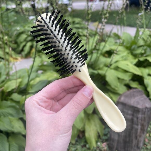 Makeup | Vintage Flair Half Round Hair Brush Nylon Bristle Yellow Cream ...